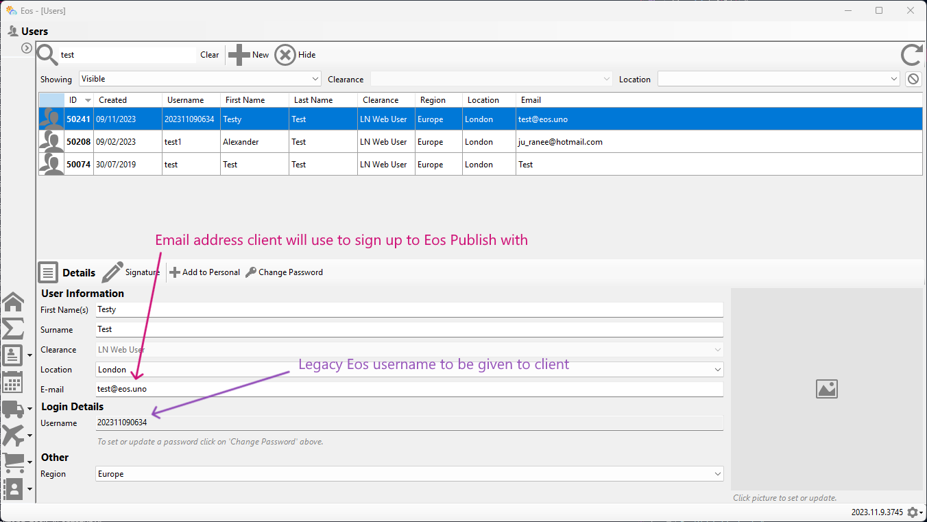 Legacy Eos: Create Web User | Eos Docs